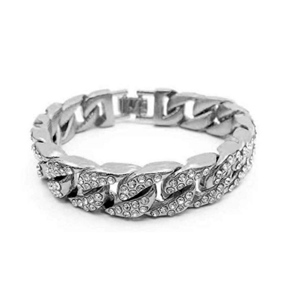 KingsTrend | Accessories | New Mens Curb Cuban Silver Wrist Chain ...